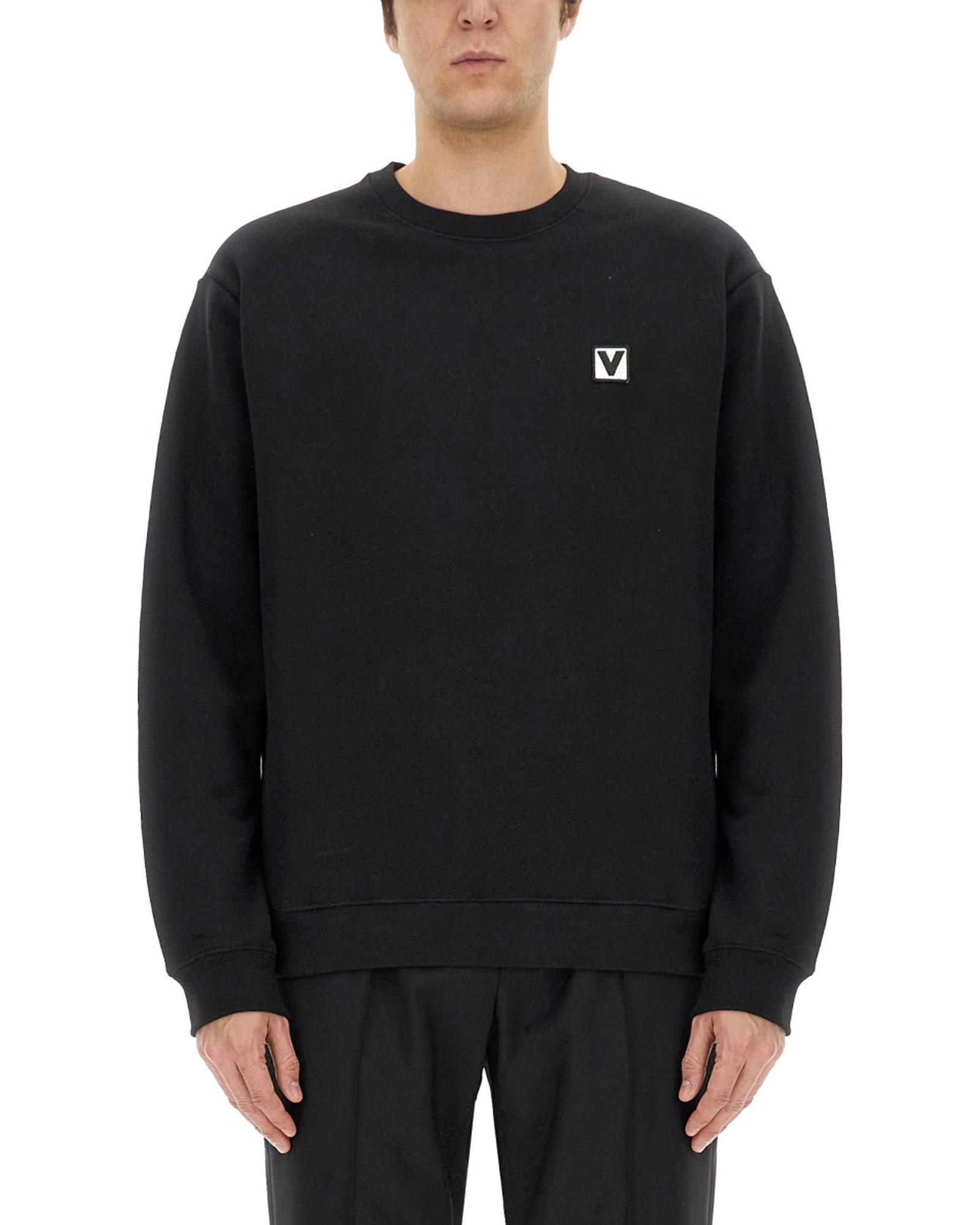 VALENTINO Logo Detail Crewneck Sweatshirt Men Black Sweaters ...