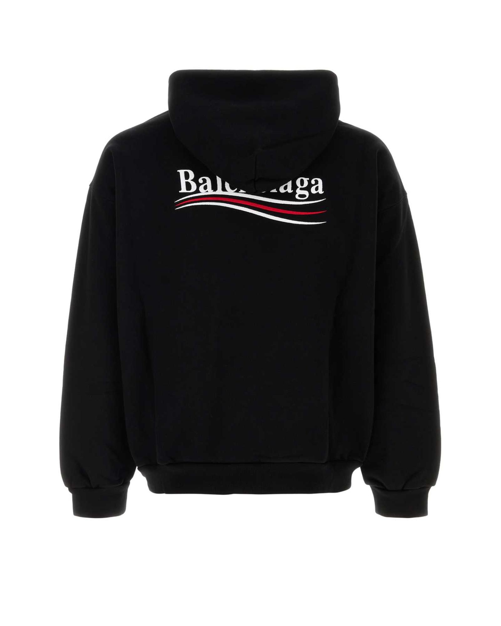 BALENCIAGA Logo Print Cotton Terry Hoodie Men Black Sweaters ...